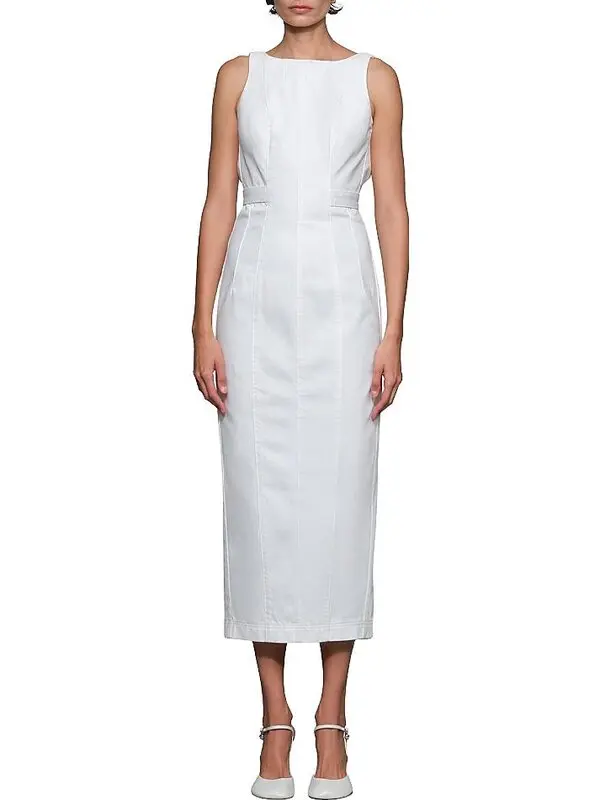 ET OCHS Farley Denim Midi Dress - White