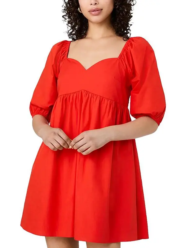 French Connection Cambria Puff Sleeve Dress - Candied Apple