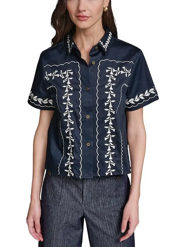 Karl Lagerfeld Embroidered Classic Shirt - Midnight