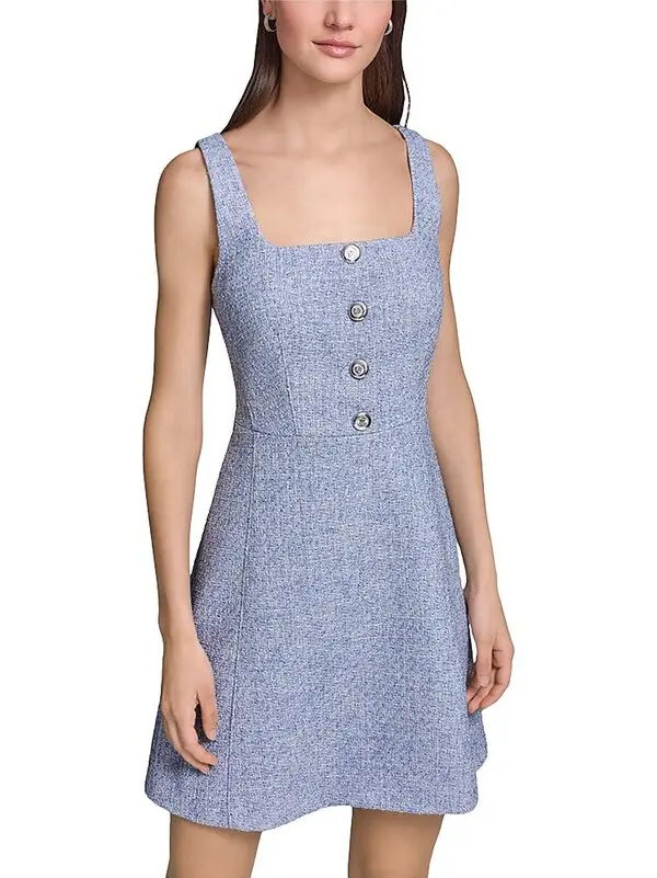Karl Lagerfeld Paris Tweed A-line Dress - Blue Multi