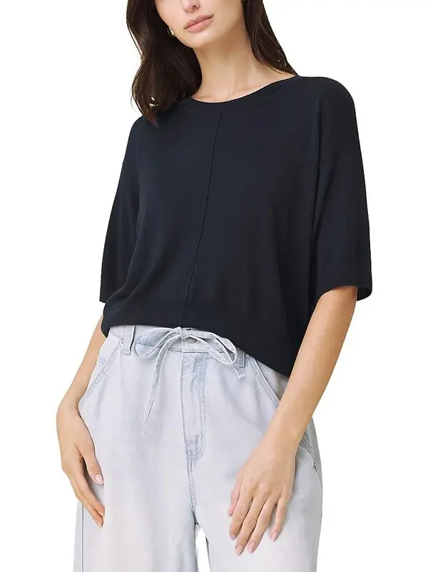 Splendid Erica Short Sleeve Crewneck Sweater - Navy