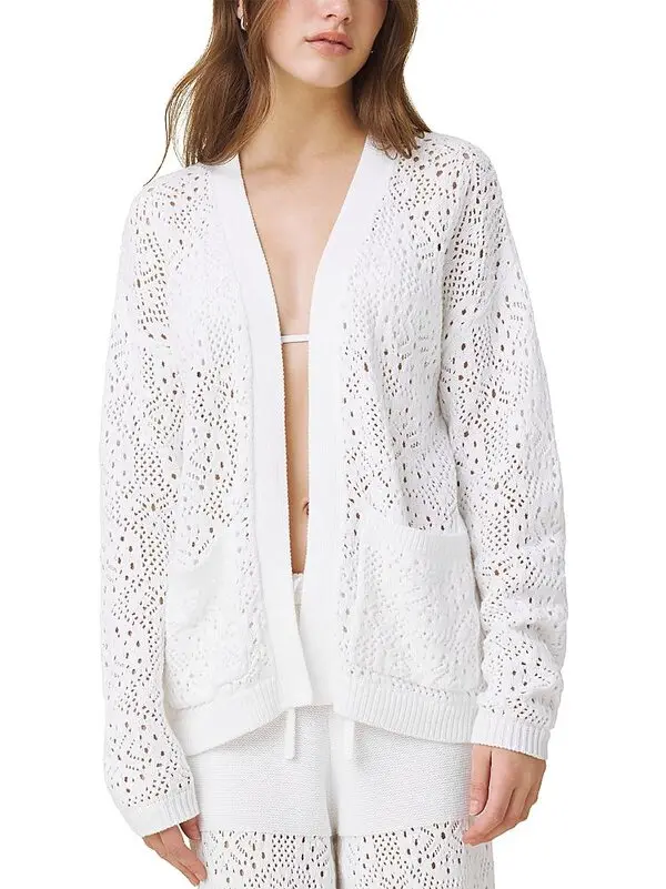 Splendid Beckham Crocheted Open Cardigan - White