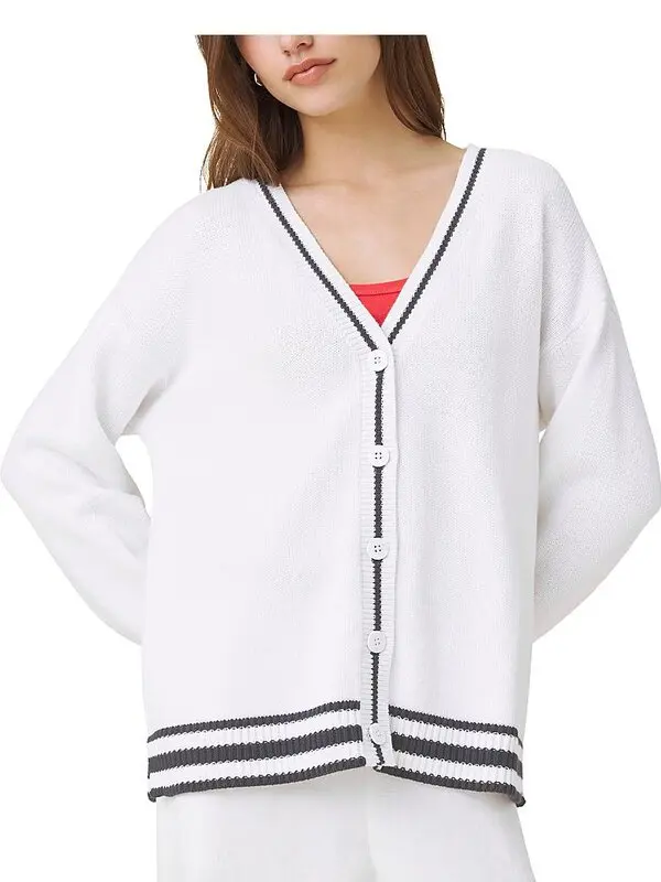 Splendid Catch Of The Day" Cardigan - White/navy/firework