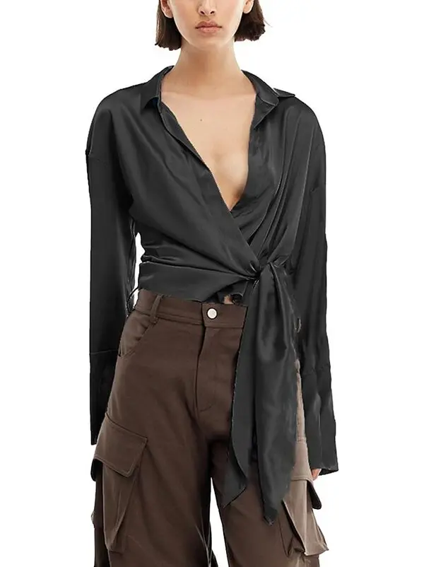 MOTHER OF ALL Gisele Wrap Top - Black
