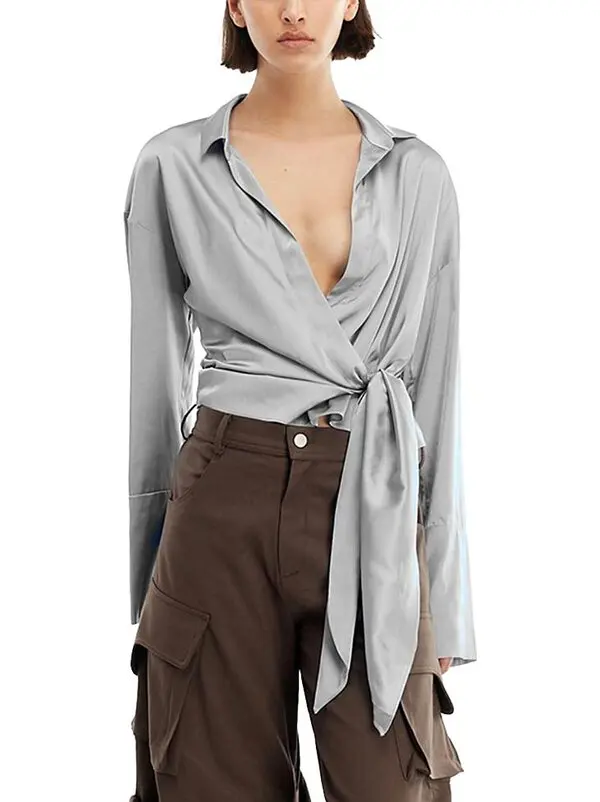 MOTHER OF ALL Gisele Wrap Top - Silver