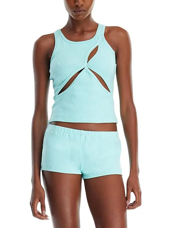 MOTHER OF ALL Ariel Rib Cut Out Top - Turquoise