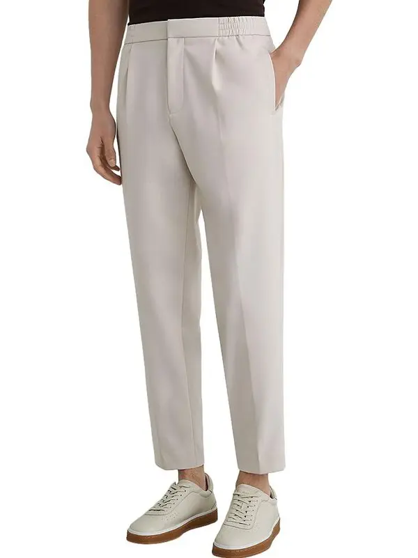 REISS Cleric Straight Fit Trousers - Stone
