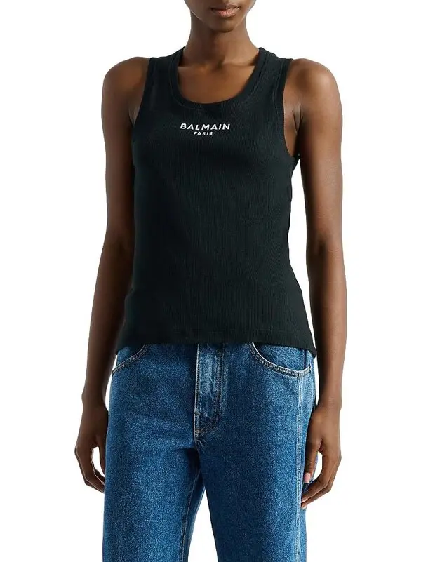 Balmain Paris Embroidered Vest Top - Black