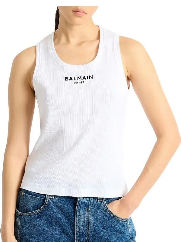 Balmain Paris Embroidered Vest Top - White