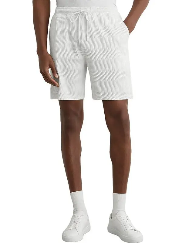 REISS Alvo Drawstring Textured Shorts - White