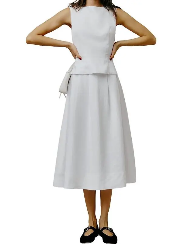 REFORMATION Moya Linen Two Piece Dress - White