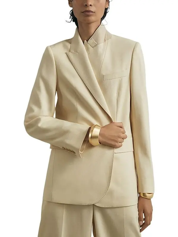 REISS Anya Silk & Wool Blazer - Cream