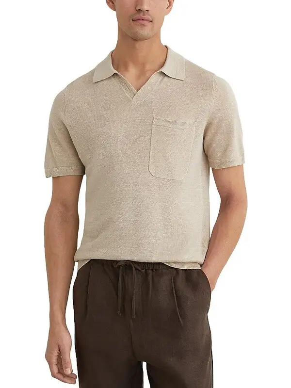 REISS Fairmont Slim Fit Polo Shirt - Beige