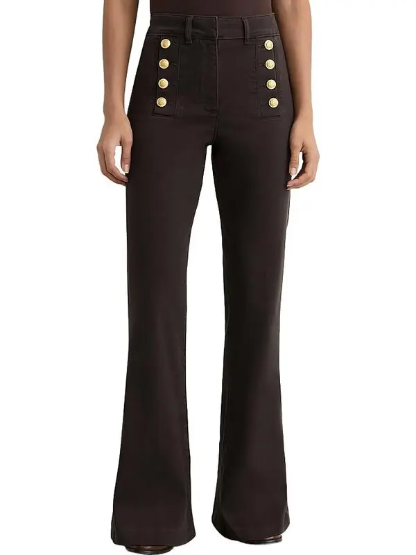 REISS Athena Flare Leg Jeans - Khaki Green