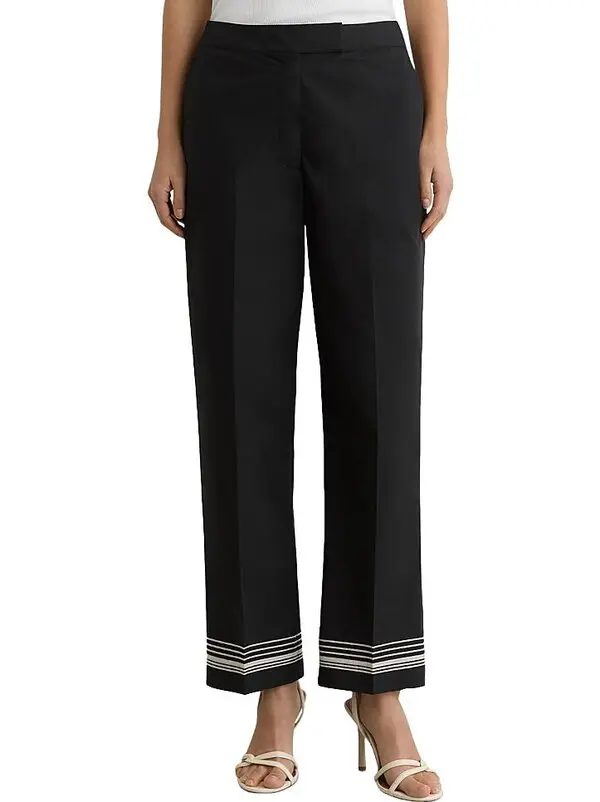 REISS Petite Tapered Trousers - Black/ivory