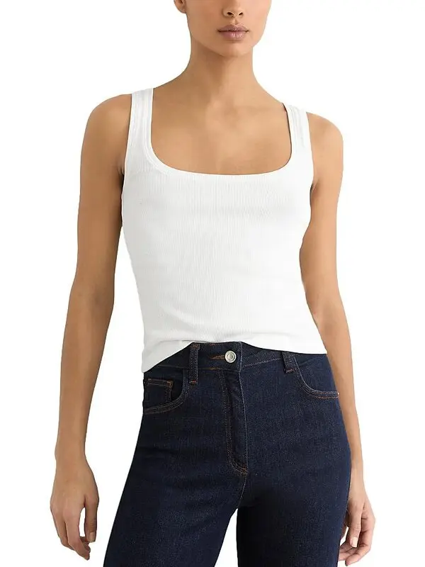 REISS Riva Square Neck Vest - White