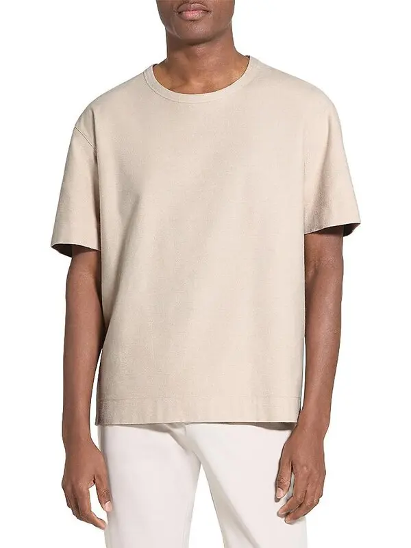 Theory Silver Cloud Soft Terry Boxy T-shirt - Warm Silver Cloud
