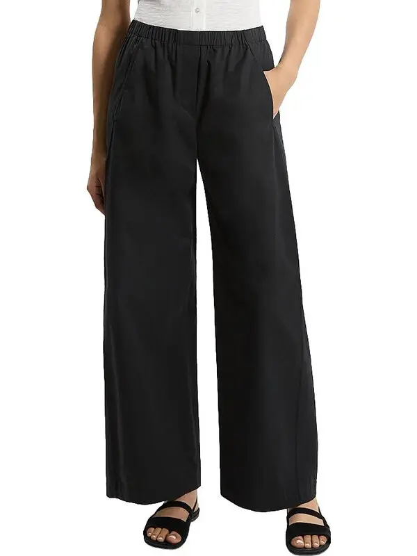 Theory Wide Leg Cotton Pants - Black