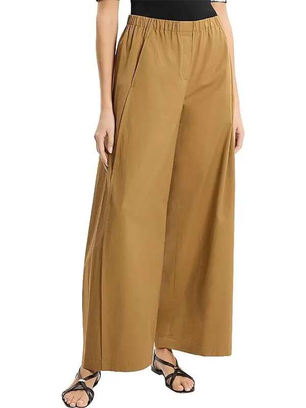 Theory Wide Leg Cotton Pants - Bronze