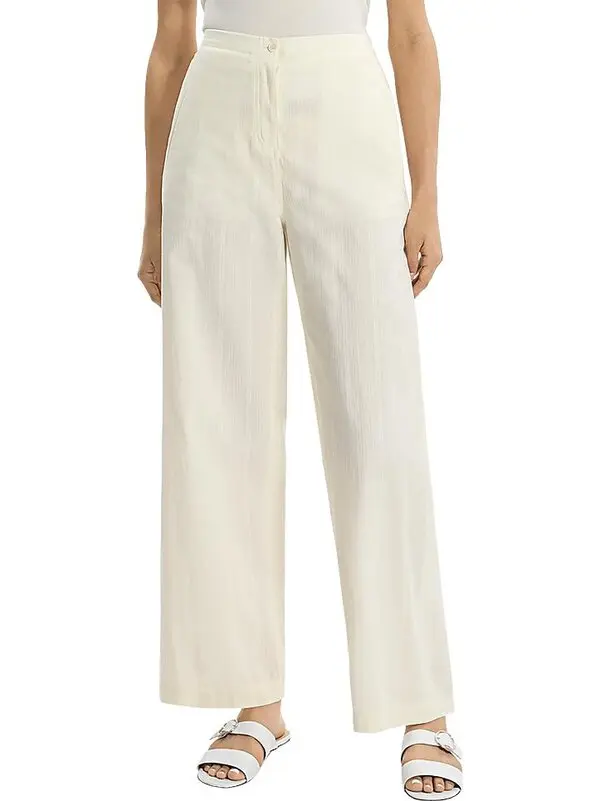 Theory Flowy Wide Leg Pants Cotton - Ivory