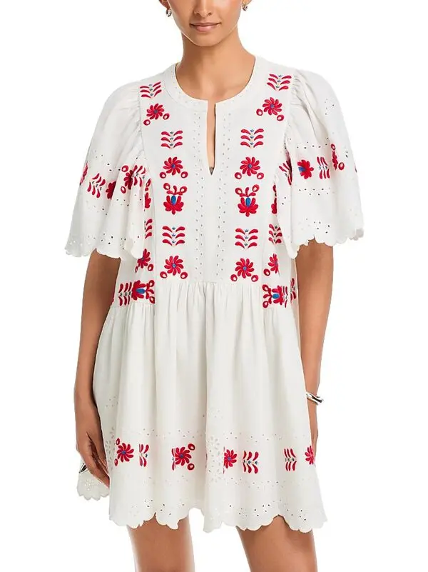 Sea Catharina Embroidered Mini Dress - Cream