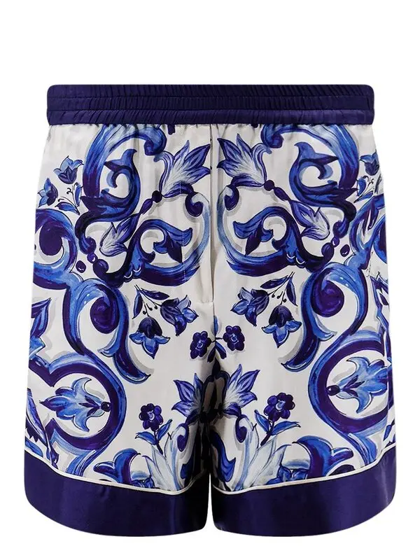 Dolce & Gabbana Silk Shorts With Maiolica Print - Multicolor