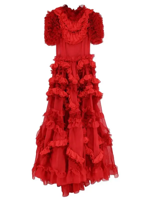 Dolce & Gabbana Long Dress With Flounces And Rouches - Multicolor