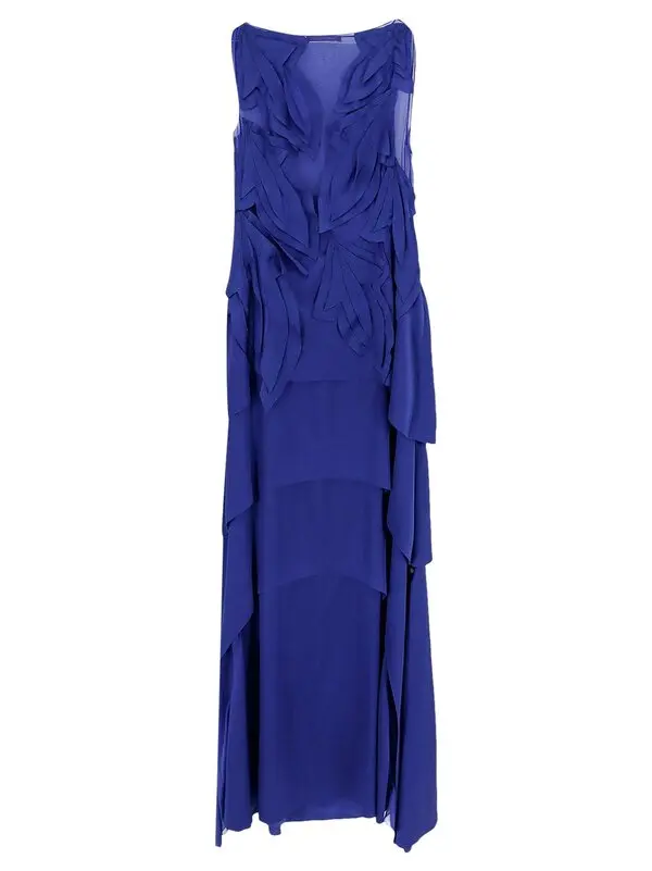 Alberta Ferretti Sleeveless Crew-neck Maxi Dress With Satin Appliques - Multicolor