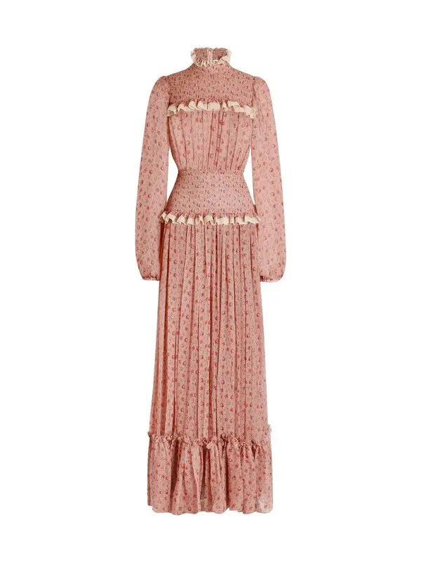 Dolce & Gabbana Chiffon Roselline Print Dress - Multicolor