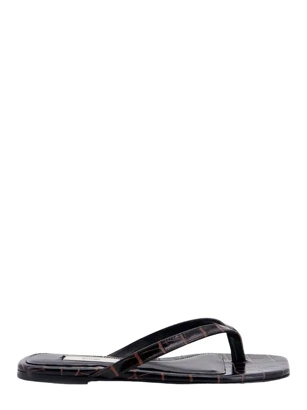 TOTEME Croc-embossed Leather Sandals - Brown