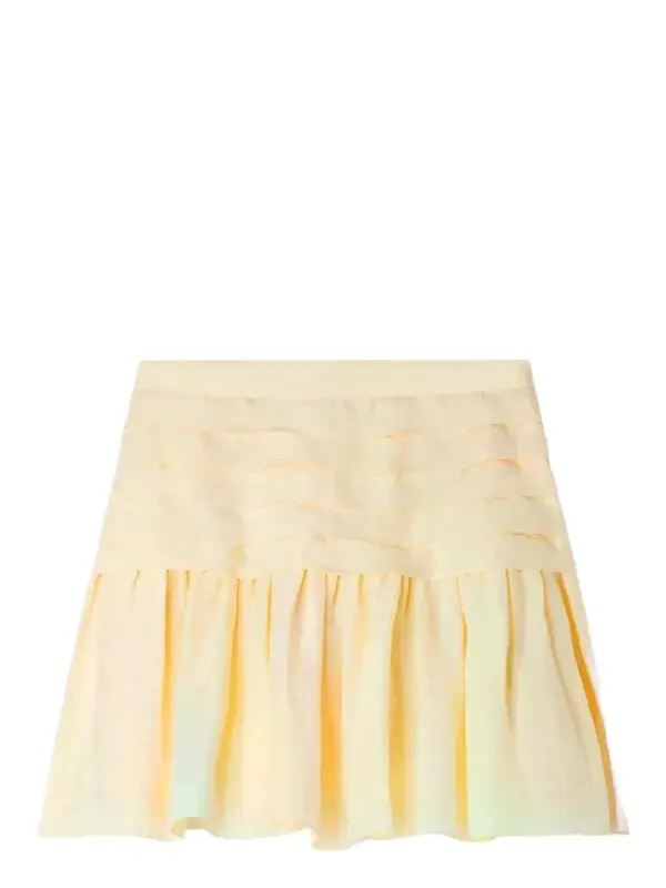 Sandro High-waisted Pleated Mini Skirt With Ruched Detailing - Neutrals