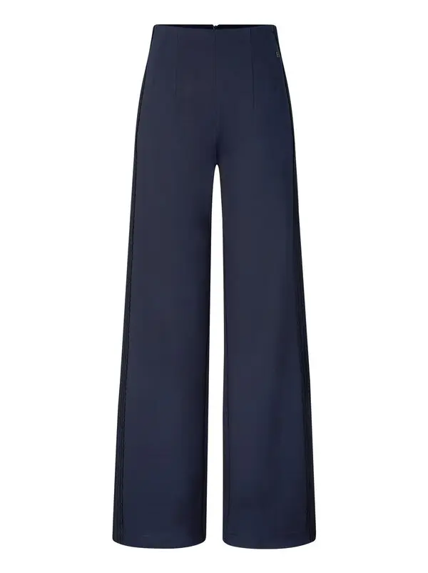 Bogner Lana Wide-leg Sweatpants With Lace Detailing - Navy Blue