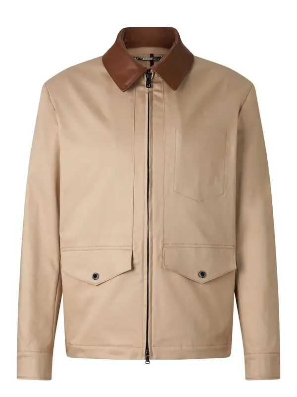 Bogner Mirco Twill Jacket With Leather Collar - Beige