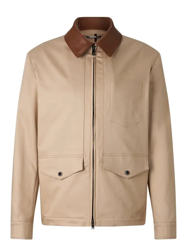 Bogner Mirco Twill Jacket With Leather Collar - Beige