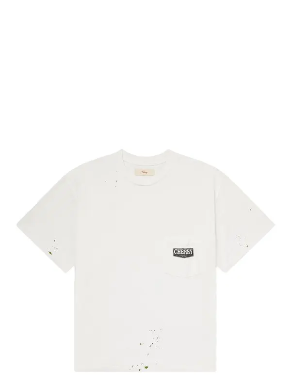 CHERRY LOS ANGELES Logo-print Paint-splattered Cotton-jersey T-shirt - White