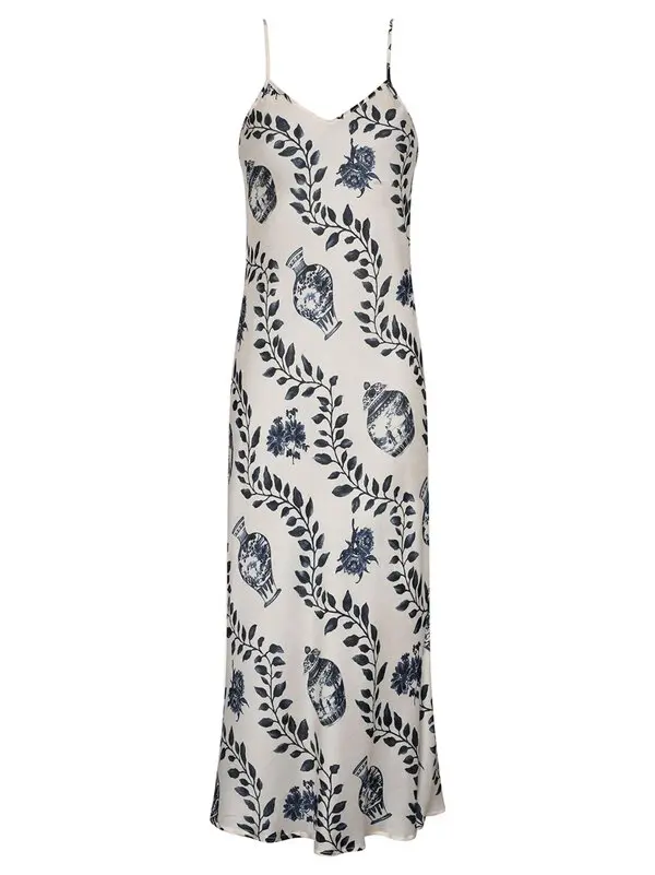 AGUACLARA Dynastie Royale Cotton Silk Midi Slip Dress - Blue