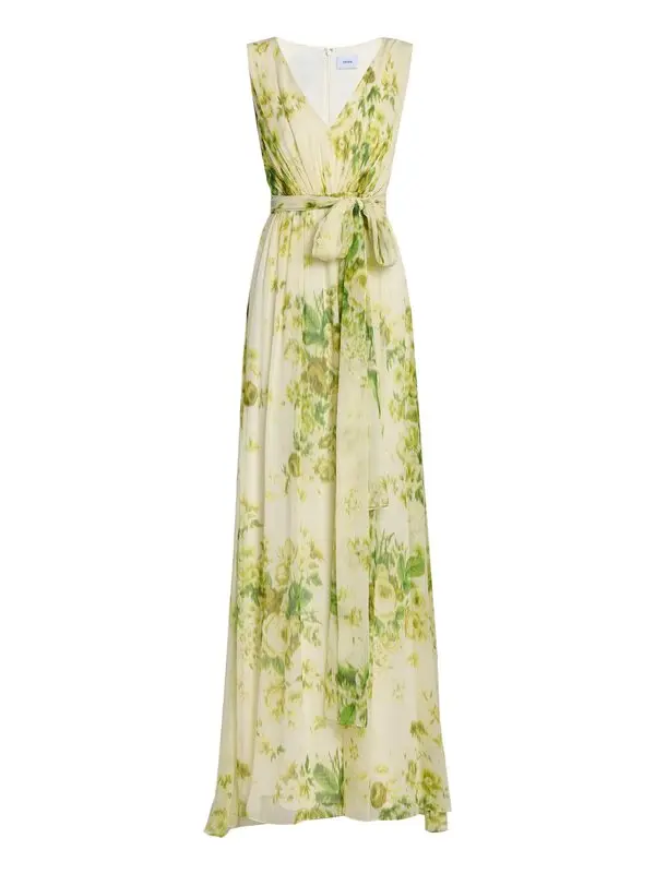 Erdem Floral Silk Creponne Gown - Yellow