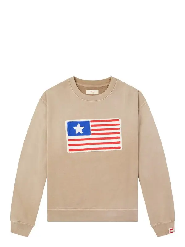 CHERRY LOS ANGELES Embroidered Cotton-jersey Sweater - Brown