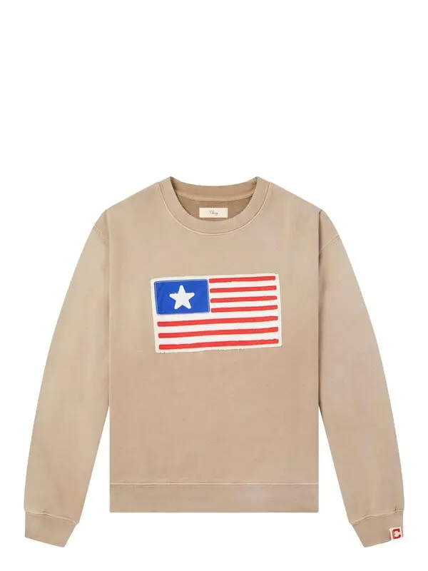 CHERRY LOS ANGELES Embroidered Cotton-jersey Sweater - Tan