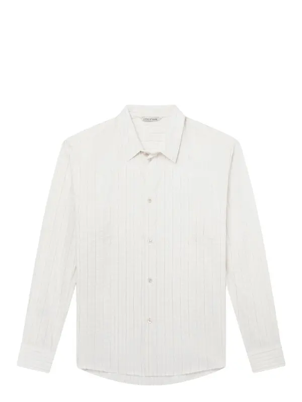A KIND OF GUISE Fulvio Pinstriped Cotton, Silk And Linen-blend Shirt - Neutrals