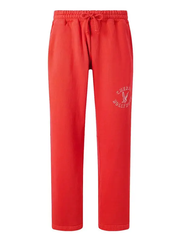 CHERRY LOS ANGELES Hollywood Straight-leg Logo-print Cotton-jersey Sweatpants - Red
