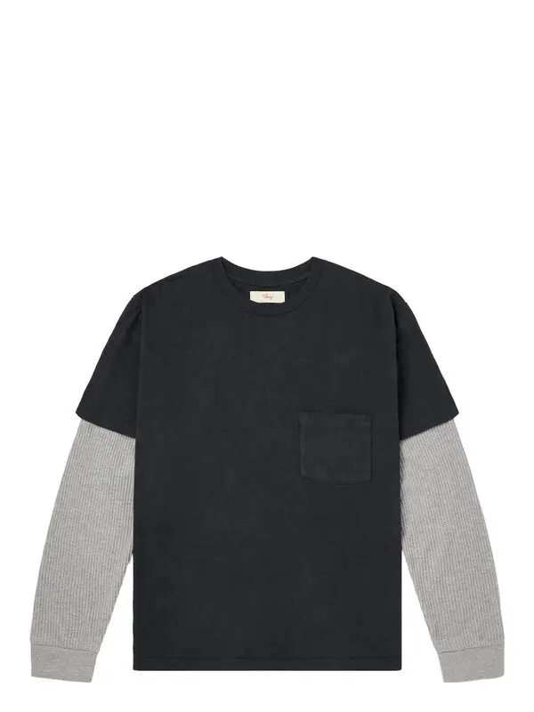 CHERRY LOS ANGELES Waffle-trim Cotton-jersey T-shirt - Black
