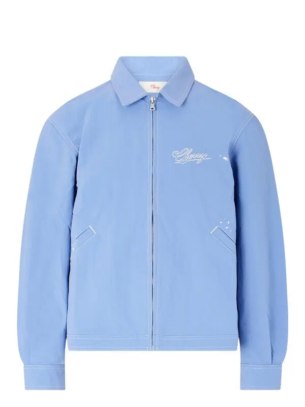 CHERRY LOS ANGELES Logo-embroidered Paint-splattered Shell Jacket - Blue