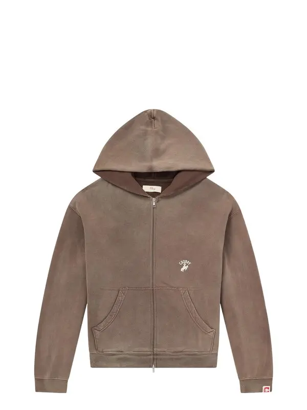CHERRY LOS ANGELES Logo-embroidered Paint-splattered Cotton-jersey Hoodie - Brown