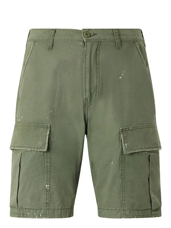 CHERRY LOS ANGELES Camouflage Paint-splattered Cargo Straight-leg Shorts - Green