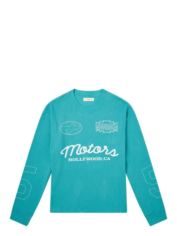 CHERRY LOS ANGELES Logo-print Cotton-mesh T-shirt - Turquoise