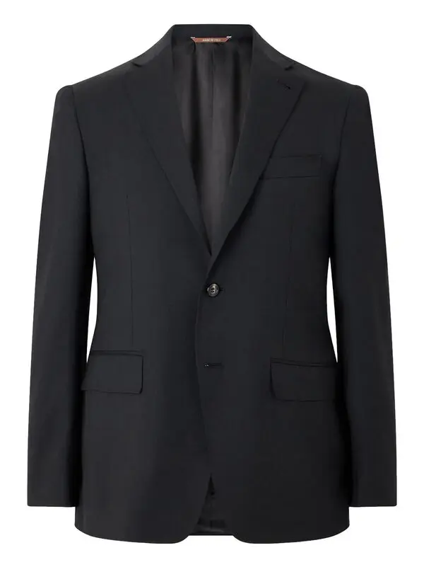 Canali Kei Wool-blend Twill Suit Jacket - Black