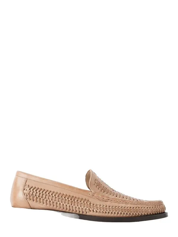 Brunello Cucinelli Woven Leather Loafers - Brown