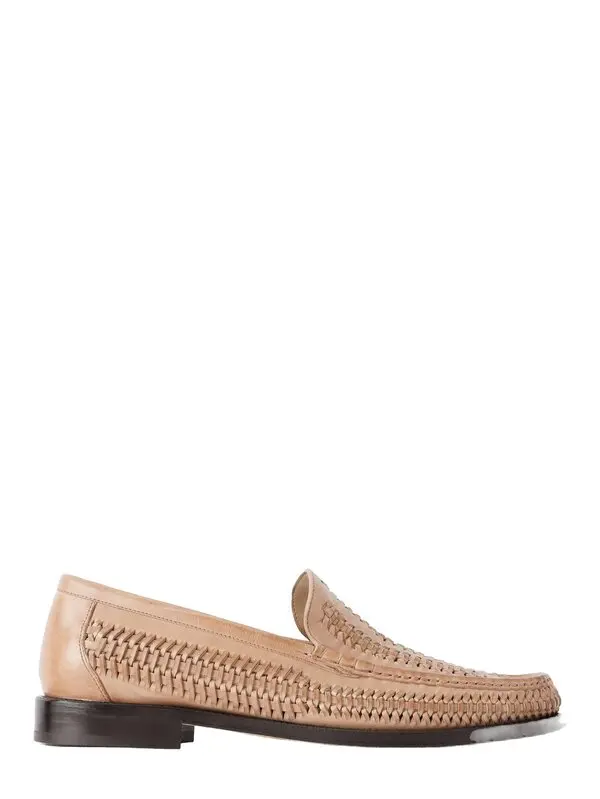Brunello Cucinelli Woven Leather Loafers - Tan
