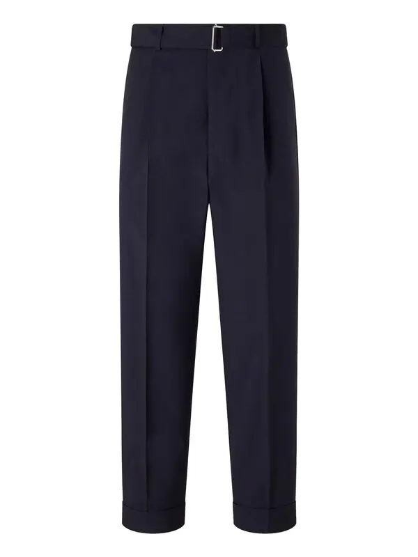 Officine Générale Hugo Straight-leg Pleated Virgin Wool Trousers - Navy